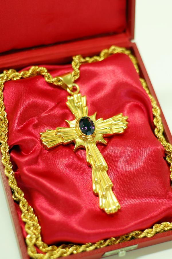 Croce pettorale in argento dorato LOS4015