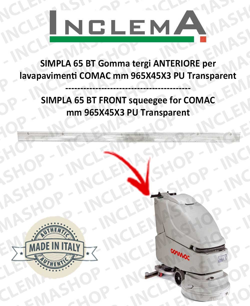SIMPLA 65 BT Gomma tergi avant pour Autolaveuse COMAC | Inclema .fr