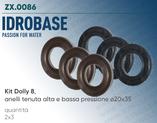 Kit Dolly 8 IDROBASE valido per pompe WS82, WS101, WS102, WS131, WS133 INTERPUMP composto da ...
