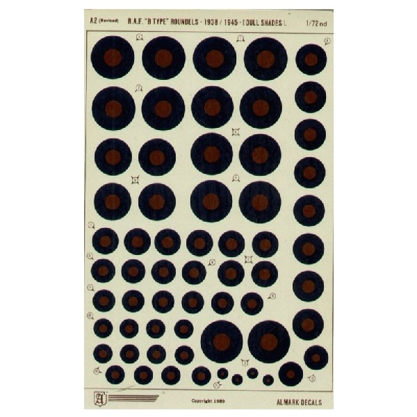 RAF TYPE B NATIONAL INSIGNIA/ROUNDELS FIGHTERS AND MEDIUM SIZE AIRCRAFT ...